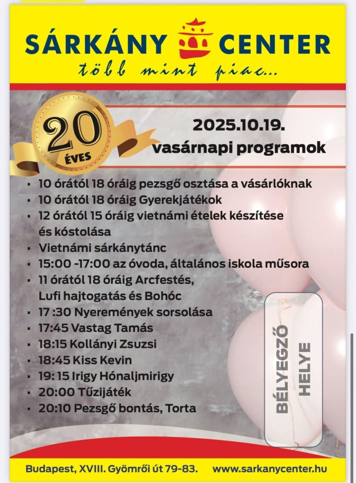 Sárkány Center szülinapi koncertek 2025 - ingyenes-programok.hu